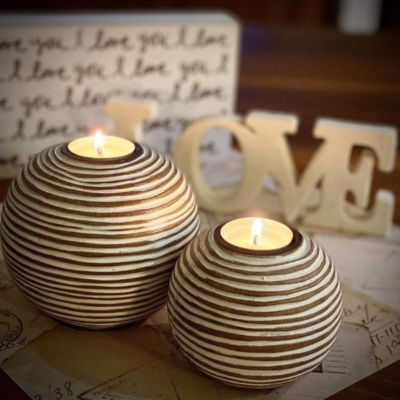 Huey House | Party Supplies | Set Of 2 Light Brown And White Tuva Orb ...